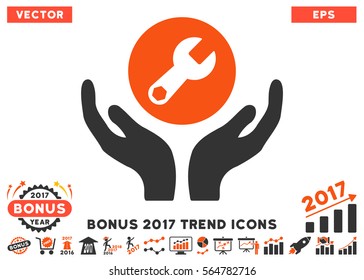 Orange Gray Wrench Maintenance Icon Bonus Stock Vector (Royalty Free ...