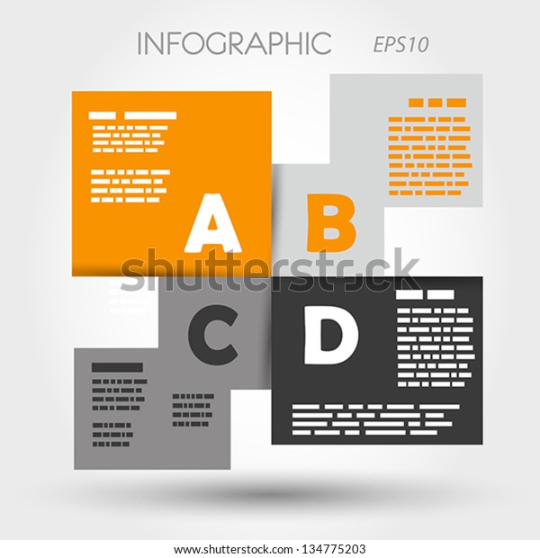 Orange Grey Infographic Squares Abcd Infographic Stock Vector (Royalty ...
