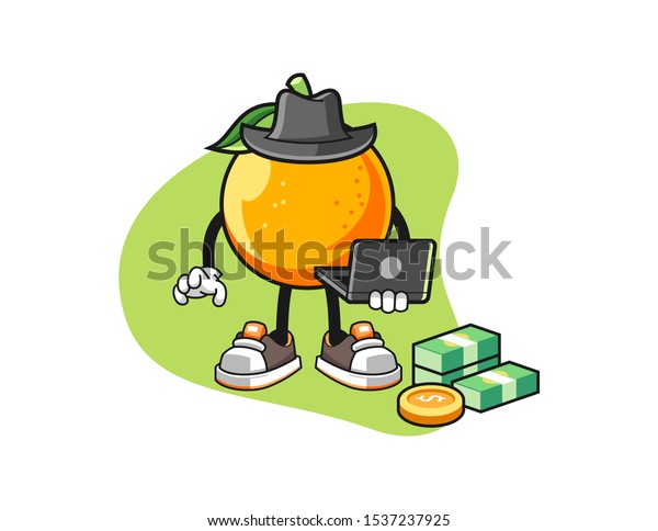 Orange Hacker Cartoon Mascot Character Vector Stock Vector (Royalty ...