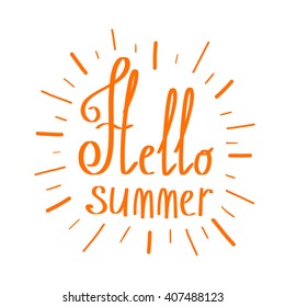 Orange Hand Lettering Hello Summer On Stock Vector (Royalty Free ...