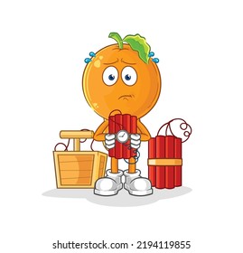 Orange Head Holding Dynamite Character Cartoon Stock Vector (Royalty ...