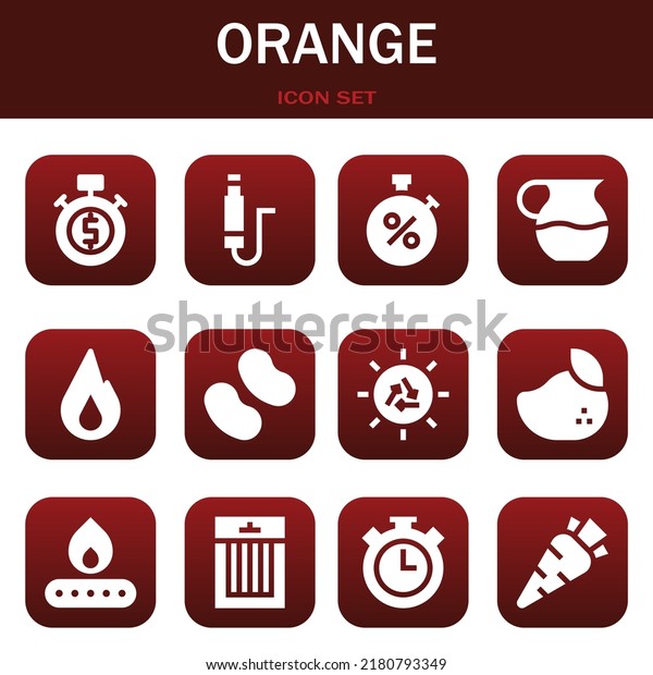Orange Icon Set Vector Illustrations Related Stock Vector (Royalty Free ...