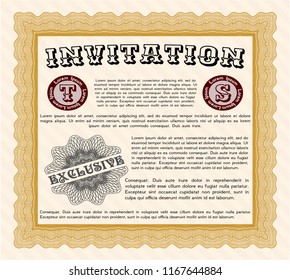 Orange Invitation Template Quality Background Cordial Stock Vector ...