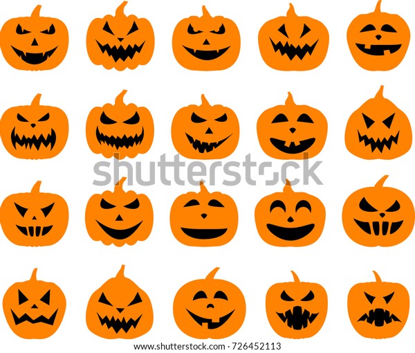 Orange Isolated Halloween Pumpkin Face Patterns Stock Vector (Royalty ...