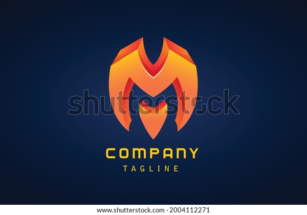 Orange Letter M Gradient Logo Corporate Stock Vector (Royalty Free ...
