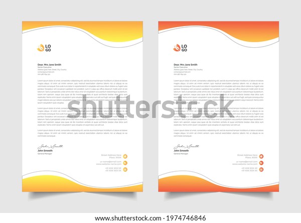 Orange Letterhead Design Set Template Stock Vector (Royalty Free ...