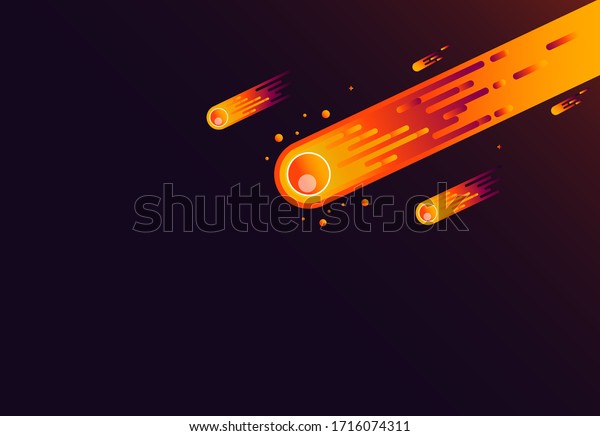 Orange Meteors Black Background Vectors Illustration Stock Vector ...