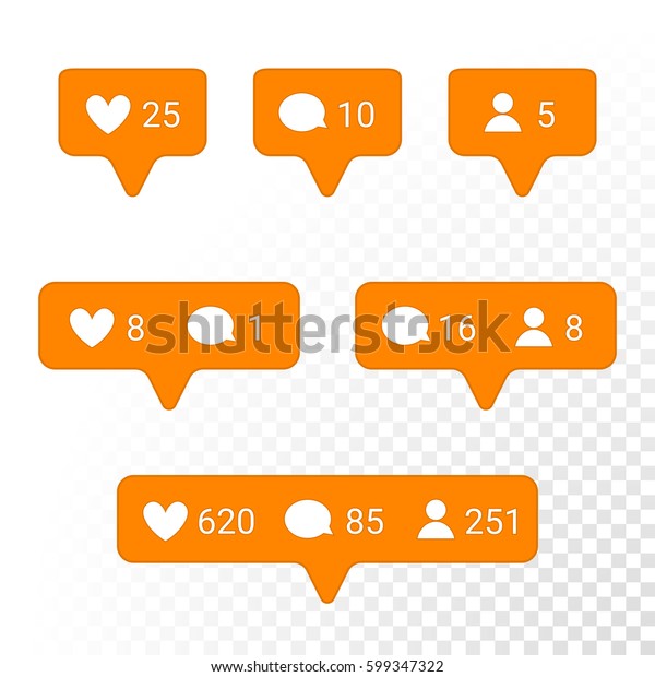 Orange Notifications Vector Icons Templates Social Stock Vector ...