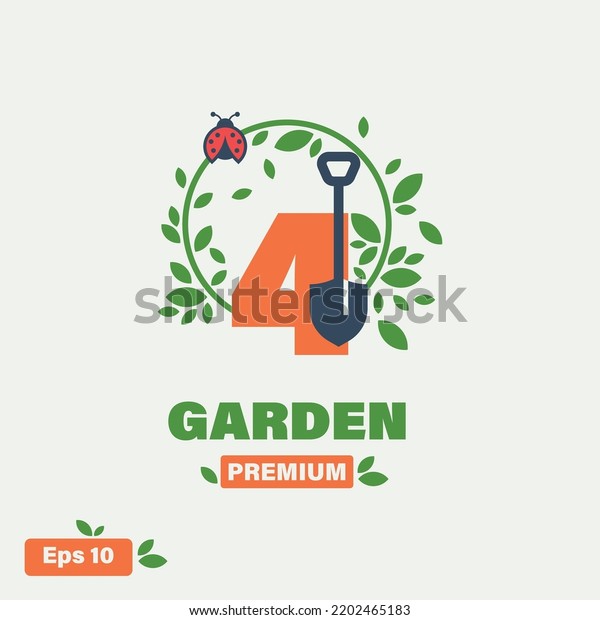 Orange Number 4 Logo Leaves Symbol Stock Vector (Royalty Free ...