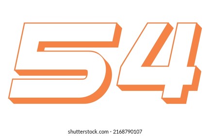 Orange Number Fifty Four Vector Illustration Stock Vector (Royalty Free ...