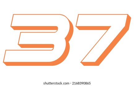 Orange Number Thirty Seven Vector Illustration Stock Vector (Royalty ...