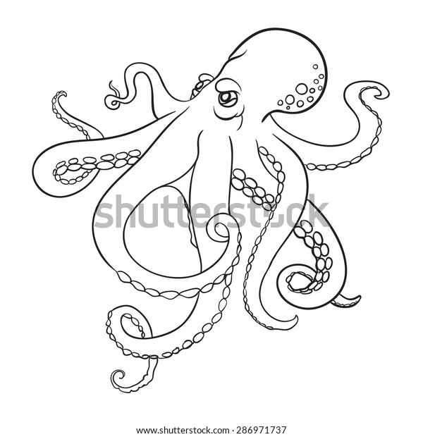 Orange Octopus Vector Illustration Cartoon Ocean เวกเตอร์สต็อก (ปลอดค่า ...