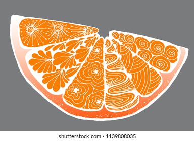 Orange On White Background Zentangle Style Stock Vector (Royalty Free ...
