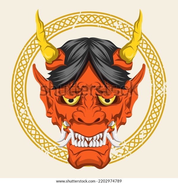 Orange Oni Mask Cartoon Vector Stock Vector (Royalty Free) 2202974789 ...