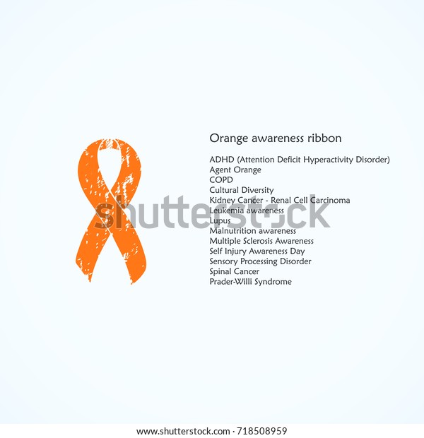 Orange Painted Awareness Ribbon Adhd Attention: vector de stock (libre ...