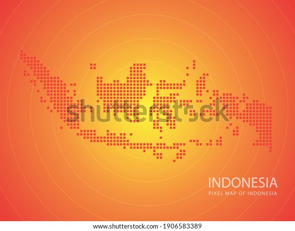 Orange Pixel Map Indonesia On Orange Stock Vector (Royalty Free ...