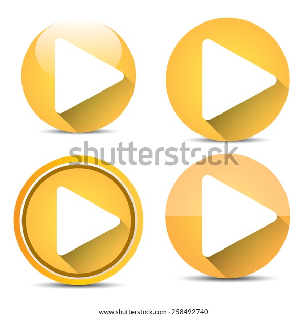 Orange Play Button Set Vector Illustration Stock Vector (Royalty Free ...