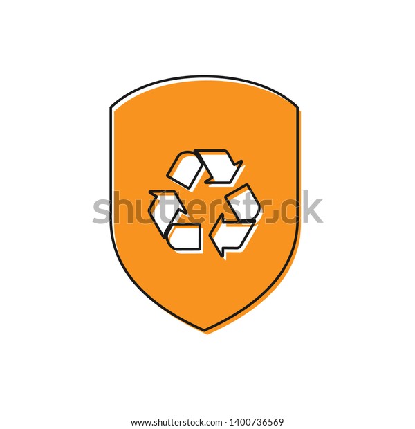 Orange Recycle Symbol Inside Shield Icon: vector de stock (libre de ...