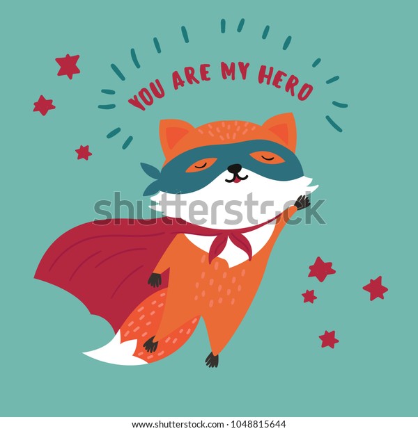 Orange Red Cute Wild Fox Superhero Stock Vector (Royalty Free) 1048815644