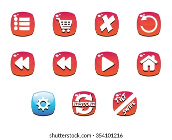 Orange Shiny Buttons Cartoon Vector Stock Vector (Royalty Free) 354101216