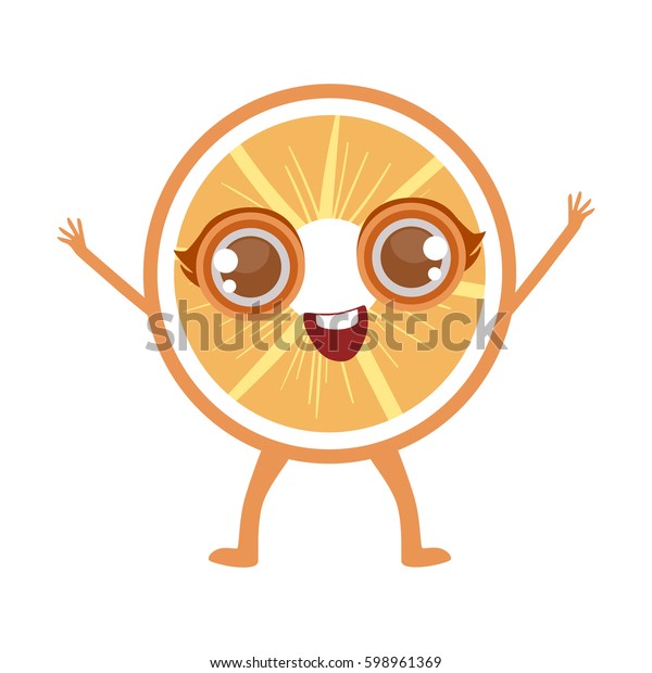 Orange Slice Cute Anime Humanized Cartoon Stock Vector (Royalty Free ...
