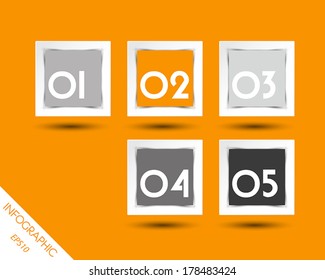 Orange Square Stickers Numbers Shadow Infographic Stock Vector (Royalty ...