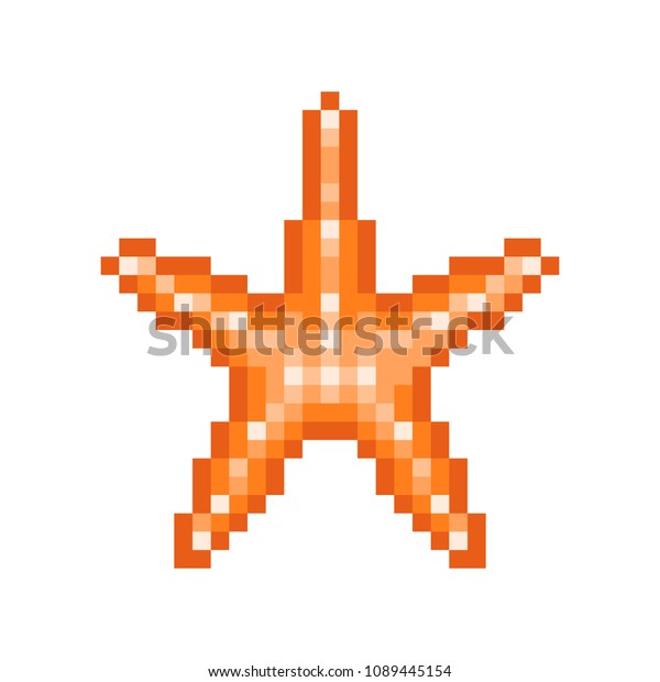 Orange Starfish Pixel Art Symbol Isolated Stock Vector (Royalty Free ...