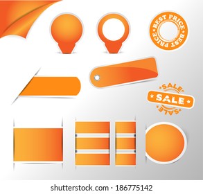 Orange Stickers Tags Labels Collection Design Stock Vector (Royalty ...