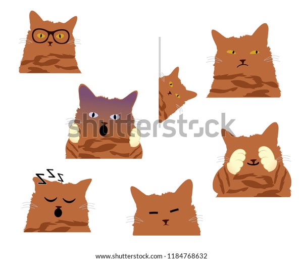 Orange Tabby Cat Many Emotions Stock Vector (Royalty Free) 1184768632 ...
