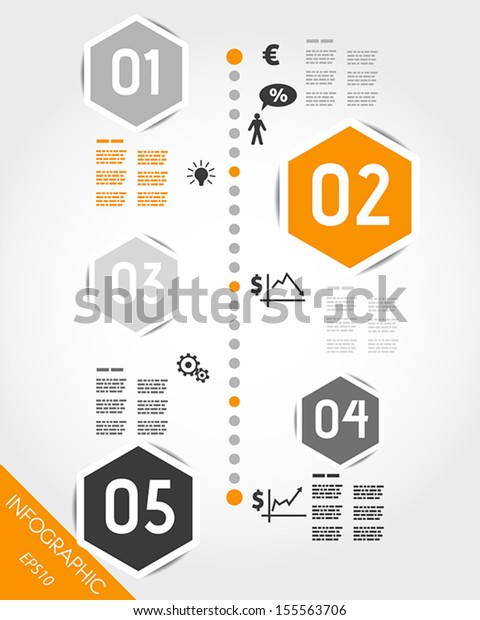 Orange Timeline Hexagonal Business Icons Infographic Stock Vector ...