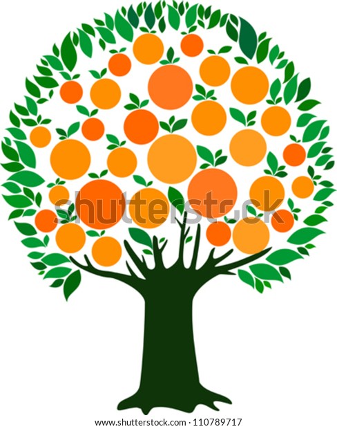 Orange Tree Isolated On White Background Stock Vector (Royalty Free ...