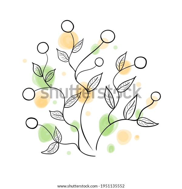 Orange Tree Line Art Drawing Abstract Stock Vector (Royalty Free ...