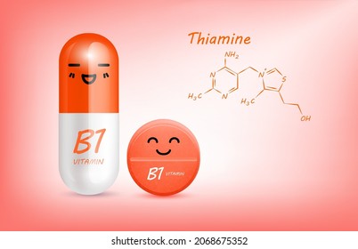 Orange Vitamin B1 Thiamine Capsule Cute Stock Vector (Royalty Free ...