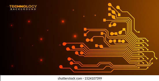 Orange Yellow Circuit Board Background Abstract Stock Vector (Royalty ...