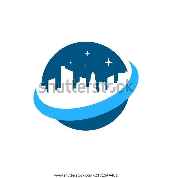 Orbit Blue City Skyline Logo Concept Stock Vector (Royalty Free ...