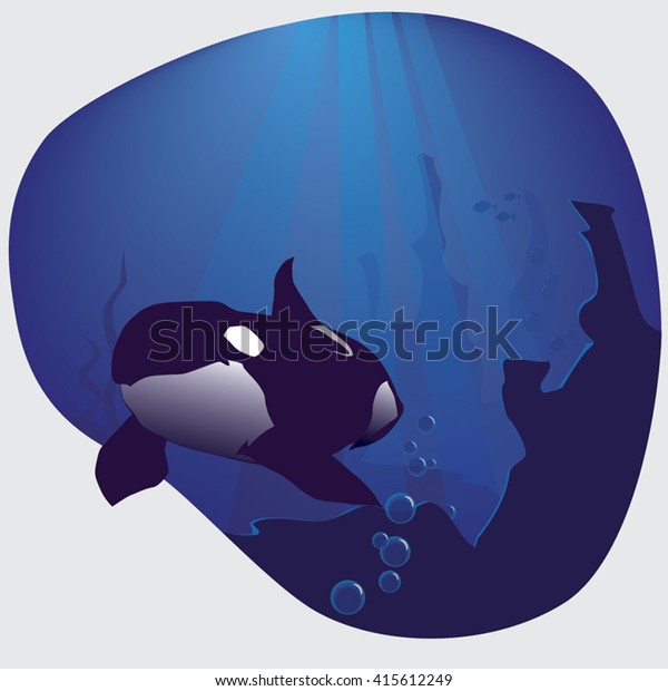 Orca Killer Whale Deep Sea Surroundingvector Stock Vector (Royalty Free ...