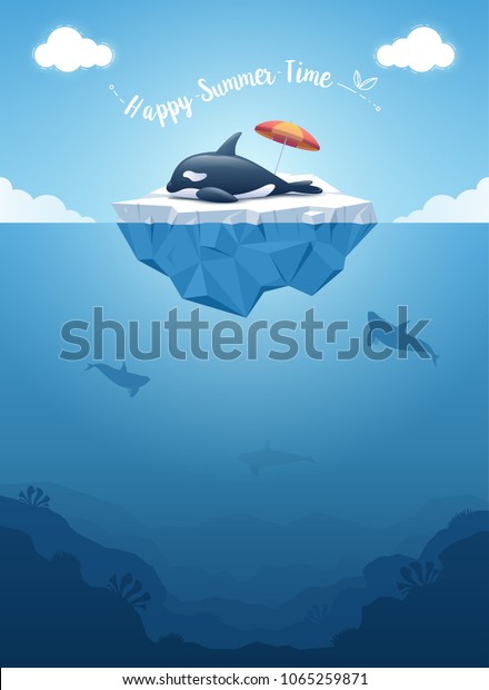 Orca Killer Whale Sleeping On Iceberg Stock Vector (Royalty Free ...