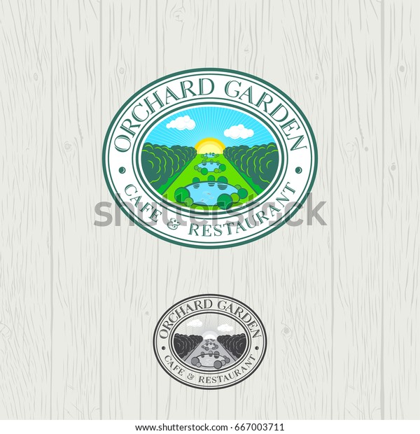 Orchard Garden Logo Restaurant Cafe Emblems Stock Vector (Royalty Free ...