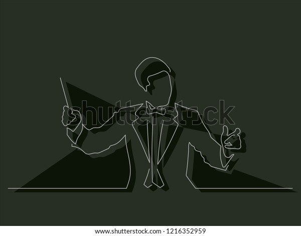 Orchestra Conductor Isolated Line Drawing Vector: เวกเตอร์สต็อก (ปลอด ...