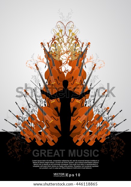 Orchestra Vector Background Banner Concert Classical Stock Vector ...