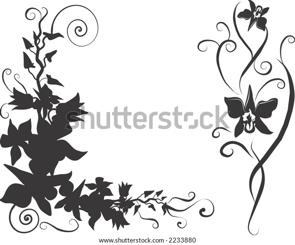 Orchid Elements Romantic Set Orchids Design: เวกเตอร์สต็อก (ปลอดค่า ...