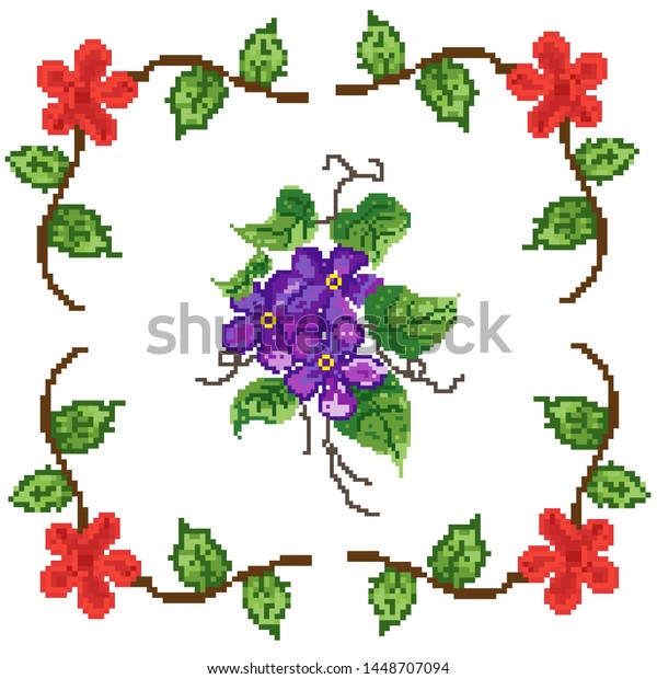 Orchid Flower Beautiful Frame Orchid Pixel Stock Vector (Royalty Free ...