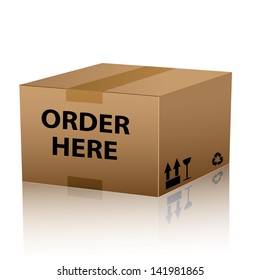 Order Here Web Shop Icon Cardboard Stock Vector (Royalty Free ...