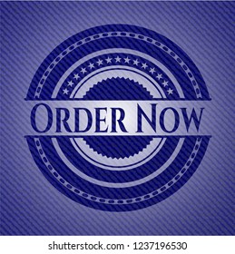 Order Now Badge Denim Background Stock Vector (Royalty Free) 1237196530 ...