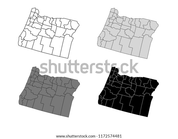 Oregon County Map Gray Black White Stock Vector (Royalty Free ...