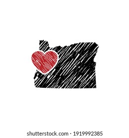 Oregon Map Heart Logo Design Template Stock Vector (Royalty Free ...