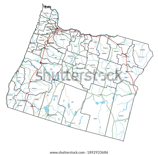 Oregon Road Highway Map Vector Illustration Stock Vector (Royalty Free ...