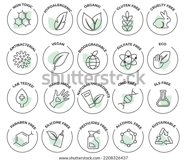 Organic Cosmetics Icon Set Eco Friendly Stock Vector (Royalty Free ...