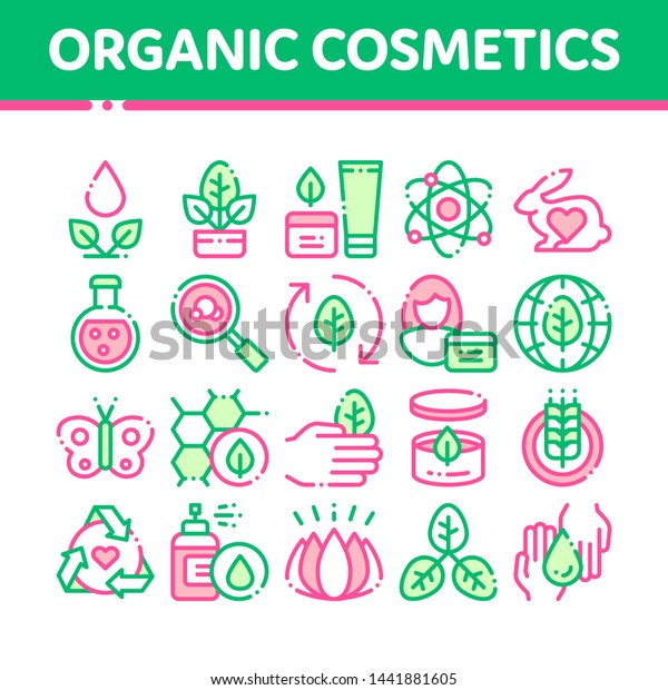 Organic Cosmetics Vector Thin Line Icons Stock Vector (Royalty Free ...