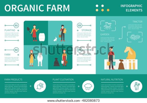 Organic Farm Infographic Flat Vector Illustration Stock Vector (Royalty ...